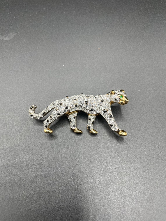 Swarovski Crystal Leopard Brooch Pin Gold Plated - Gem