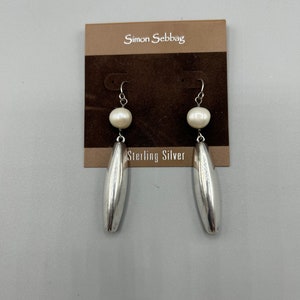 Vintage Simon Sebbag Silver 925 and Pearl Long Gangle Drop Earrings - Etsy