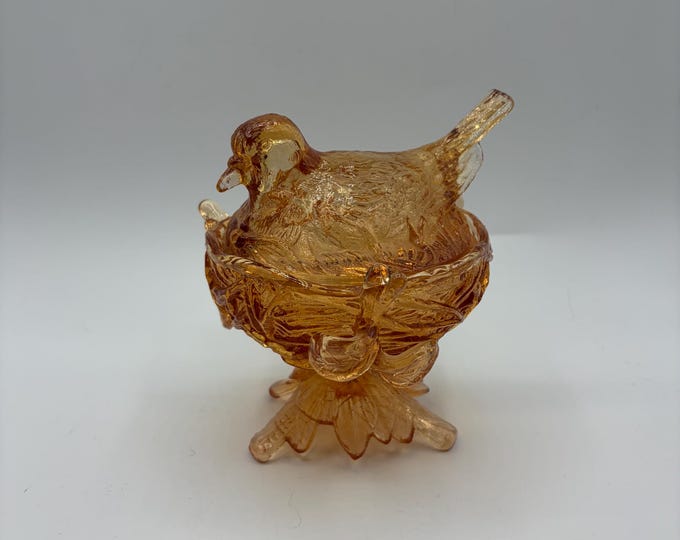 Vintage Westmoreland Amber Glass "bird on a Nest" Candy Dish - Etsy