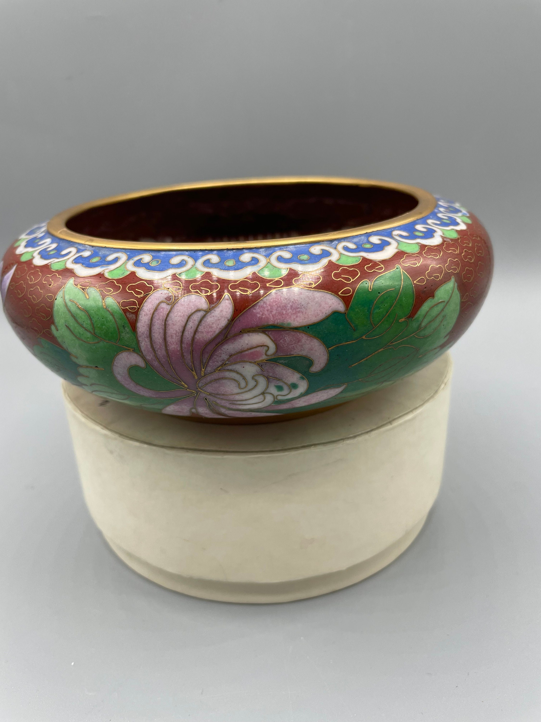Chinese Cloisonné Champlevé Floral Bowl - Etsy