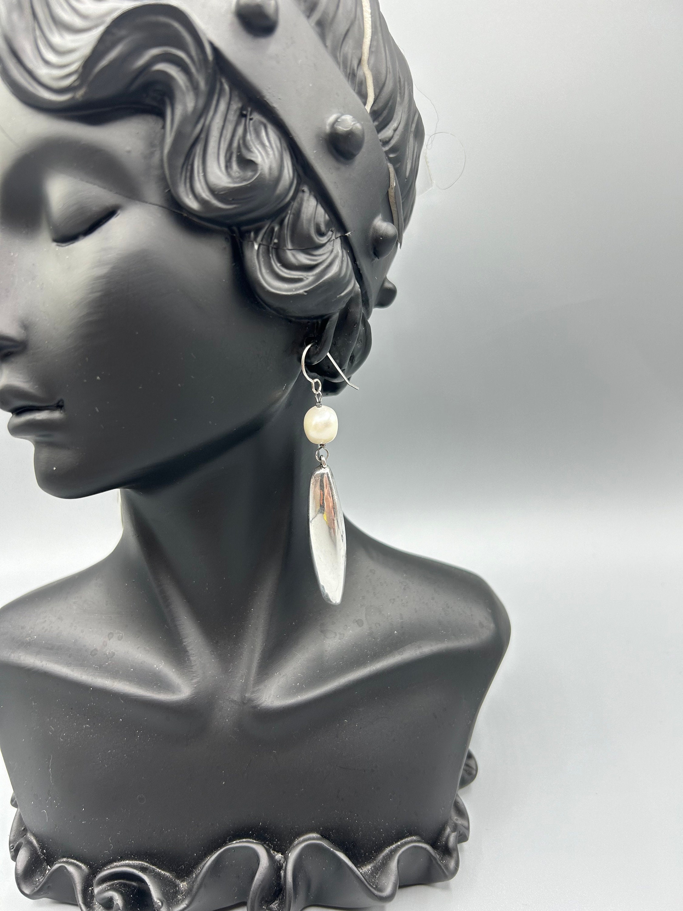 Vintage Simon Sebbag Silver 925 and Pearl Long Gangle Drop Earrings - Etsy