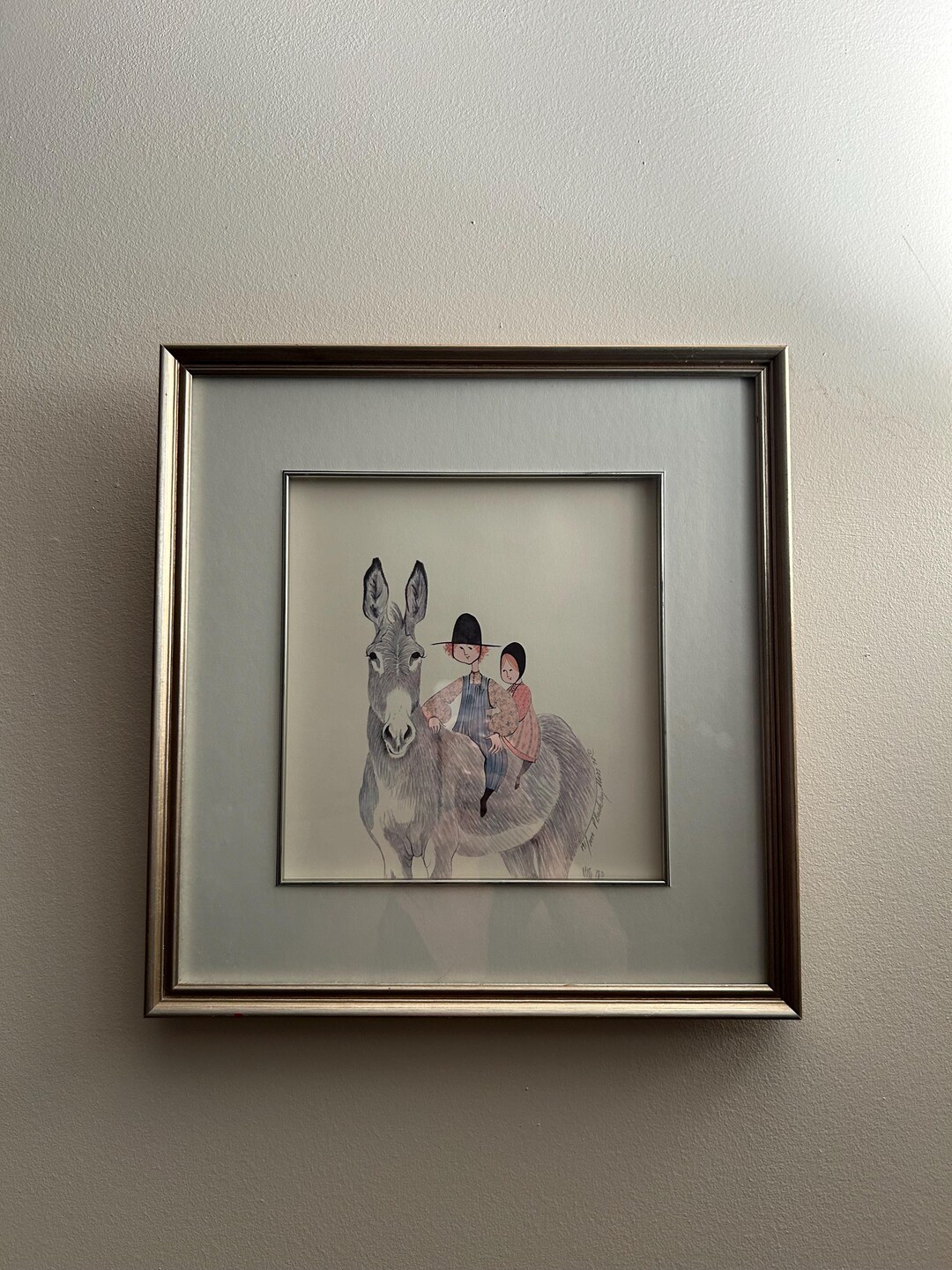 P. Buckley Moss Signed Print of Two Amish on a Donkey Framed - Etsy