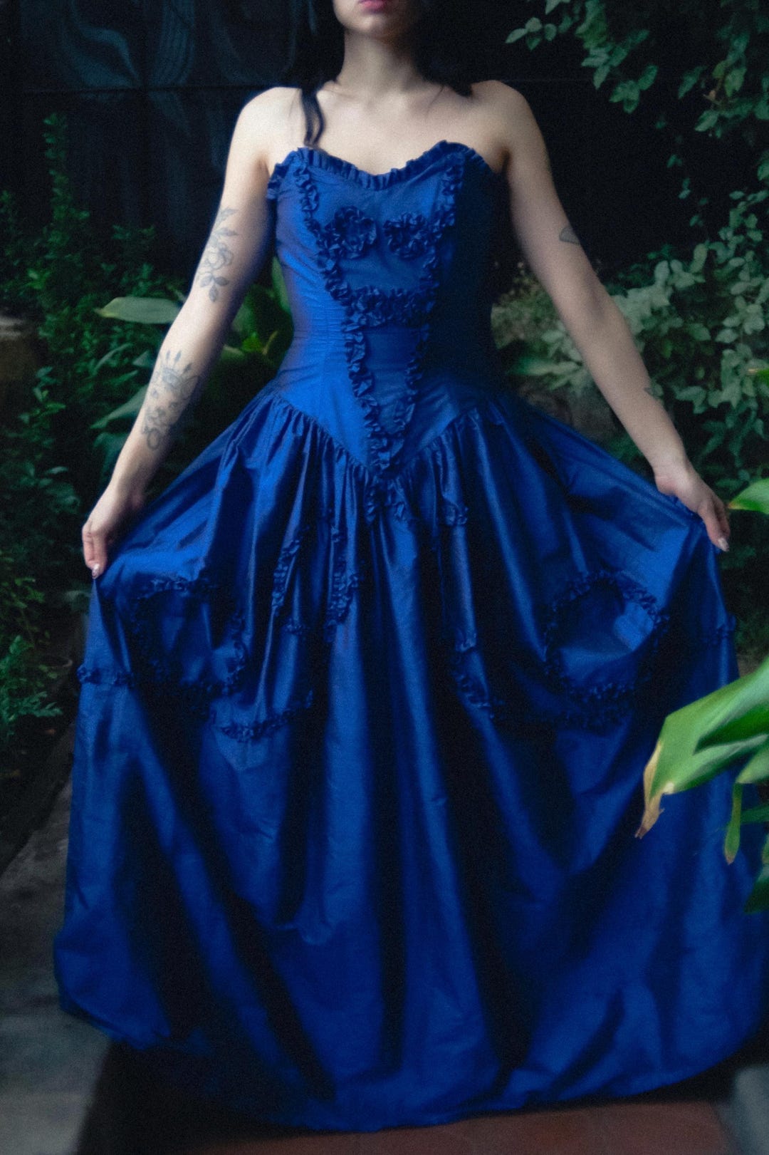 Whimsigoth 80s Vintage Pure Silk Deep Blue Dress James Houlding England ...