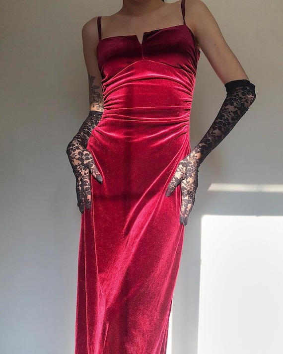 Gorgeous Wine Red Velvet Dress With Lacing Oh a Back - Etsy