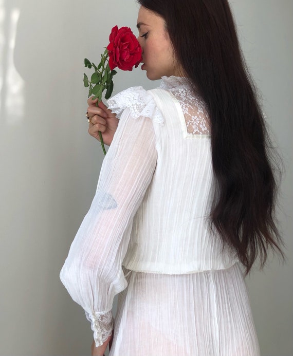 Ethereal vintage Edwardian white dress with high lace… - Gem