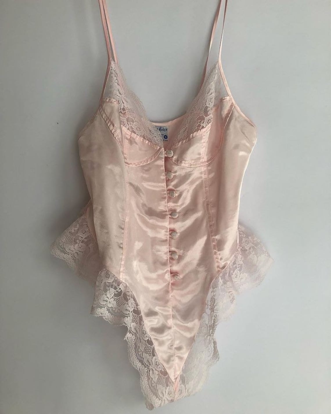 Romantic Pastel Pink Button up Bodysuit With Lace - Etsy