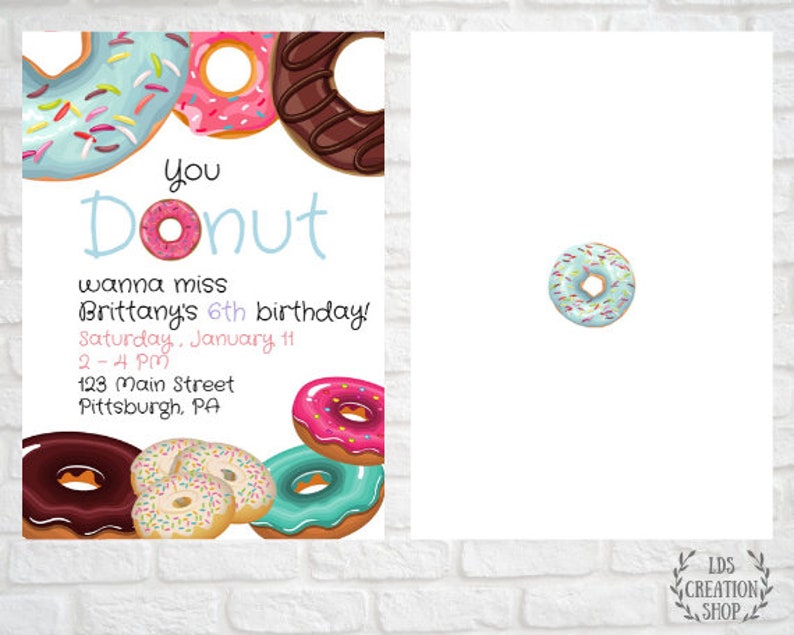 Donut Birthday Invitation Donut Themed Birthday Party | Etsy