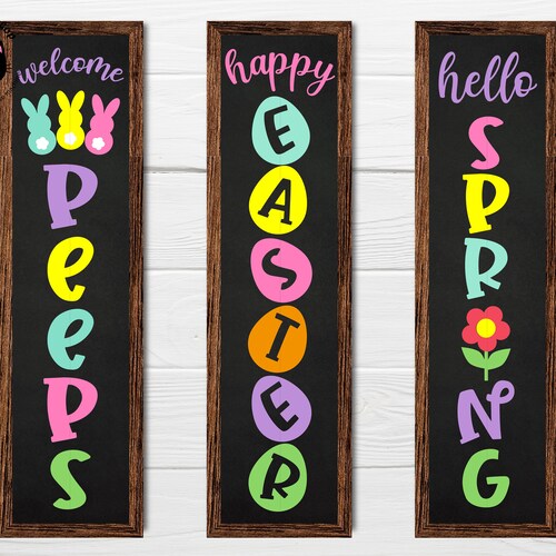 Happy Easter Vertical Sign SVG Cut File. Vertical Rustic | Etsy