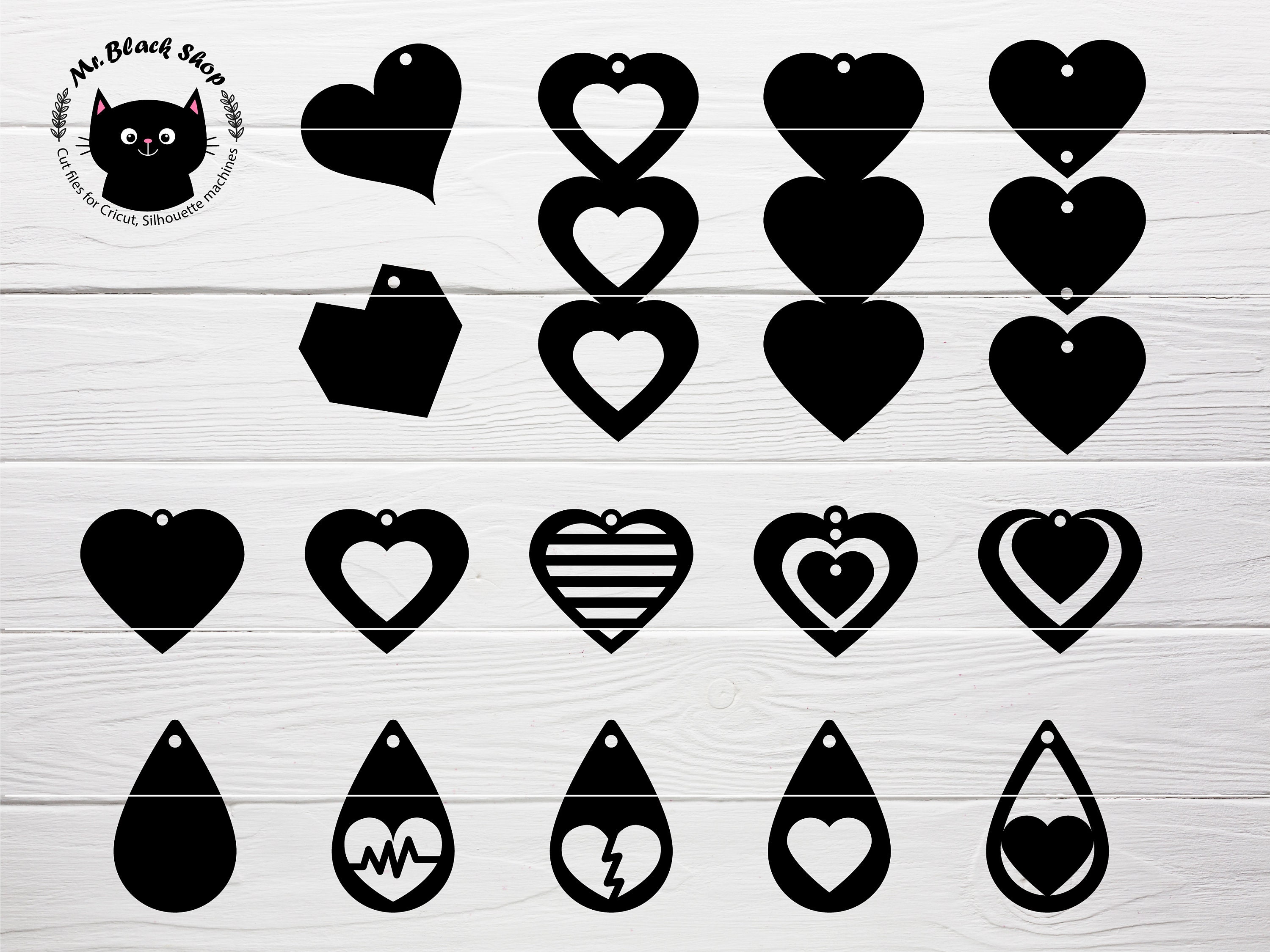 Heart earring svg bundle Faux leather earring Acrylic wood | Etsy