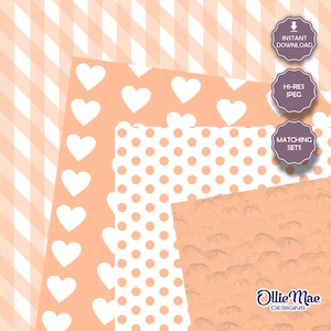 Peach Digital Paper Pack, Scrapbook Papers, Backgrounds, Printable ...