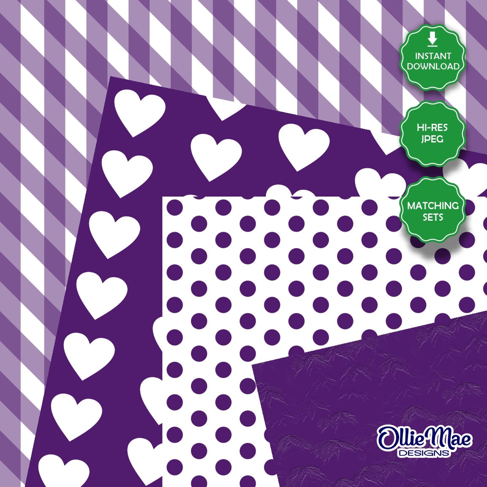 Purple Digital Paper Pack, Mardi Gras, Scrapbook Paper Background ...