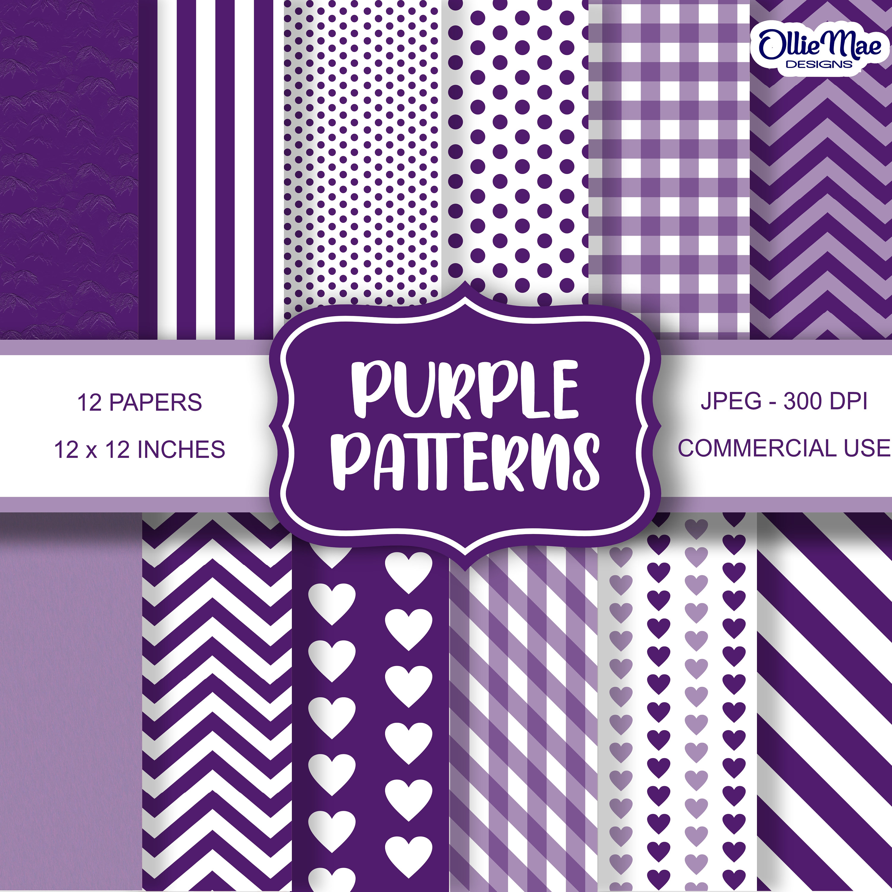 Purple Digital Paper Pack, Mardi Gras, Scrapbook Paper Background ...
