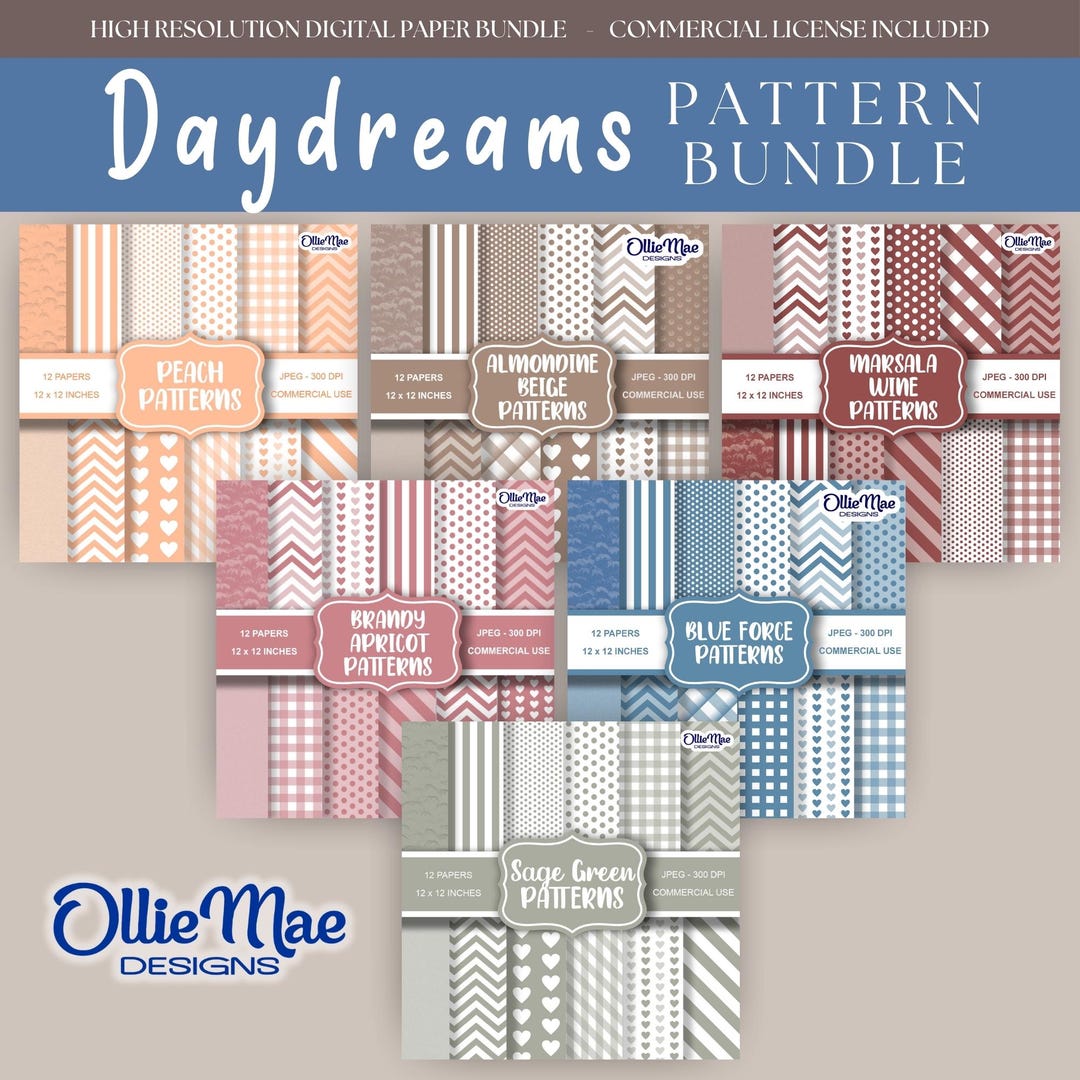 Daydreams Boho Digital Paper Bundle, 72 Earth Tone JPG Patterns for ...