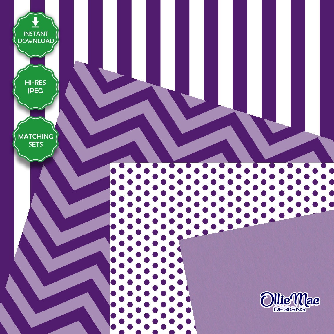 Purple Digital Paper Pack, Mardi Gras, Scrapbook Paper Background ...