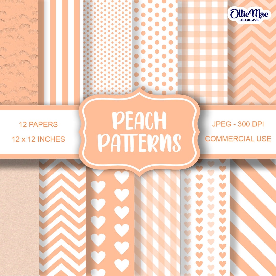 Peach Digital Paper Pack, Scrapbook Papers, Backgrounds, Printable ...