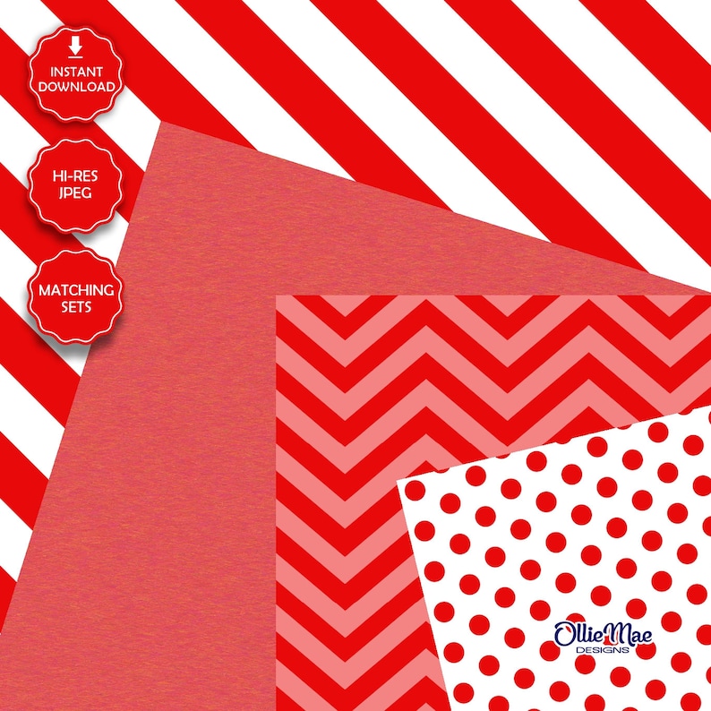 Red Digital Paper Pack, Scrapbook Papers, Backgrounds, Printable ...