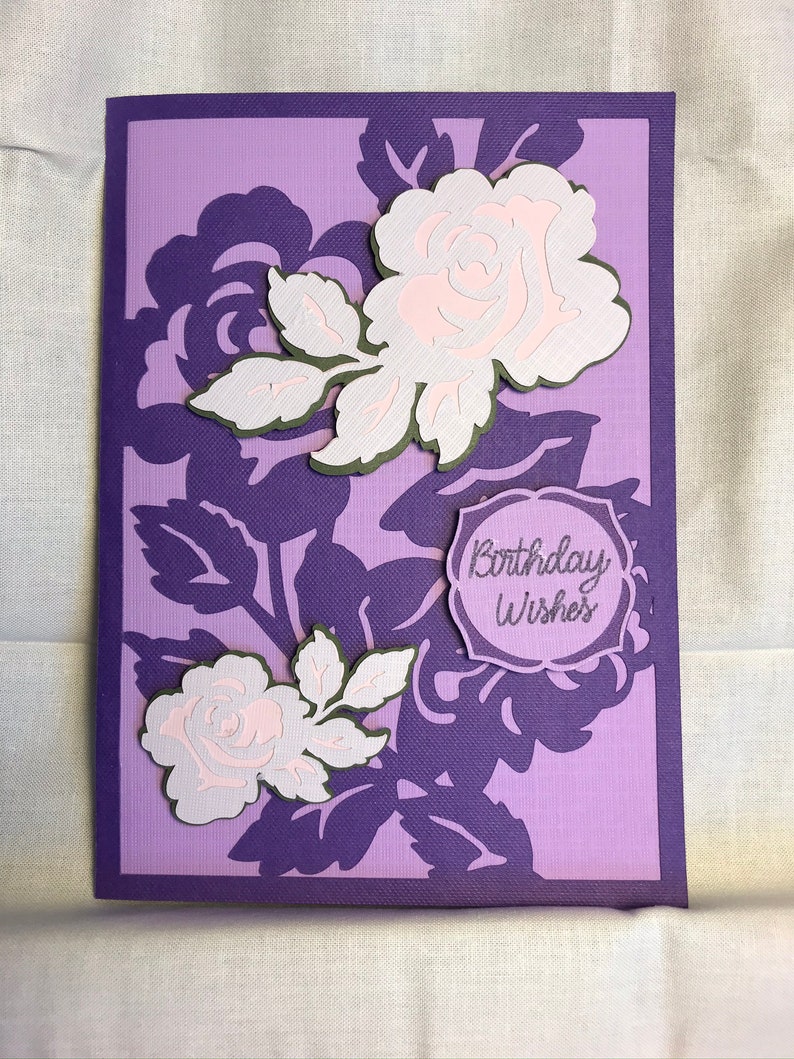 Purple Floral Birthday Card - Etsy
