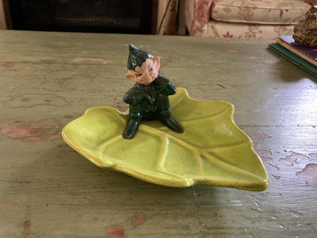 Fun Gilner, Vintage Elf on a Leaf Ceramic Tray - Etsy