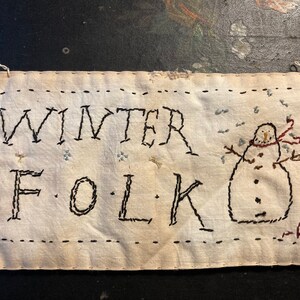 Vintage Winter Folk Snowman Embroidery Panel - Etsy