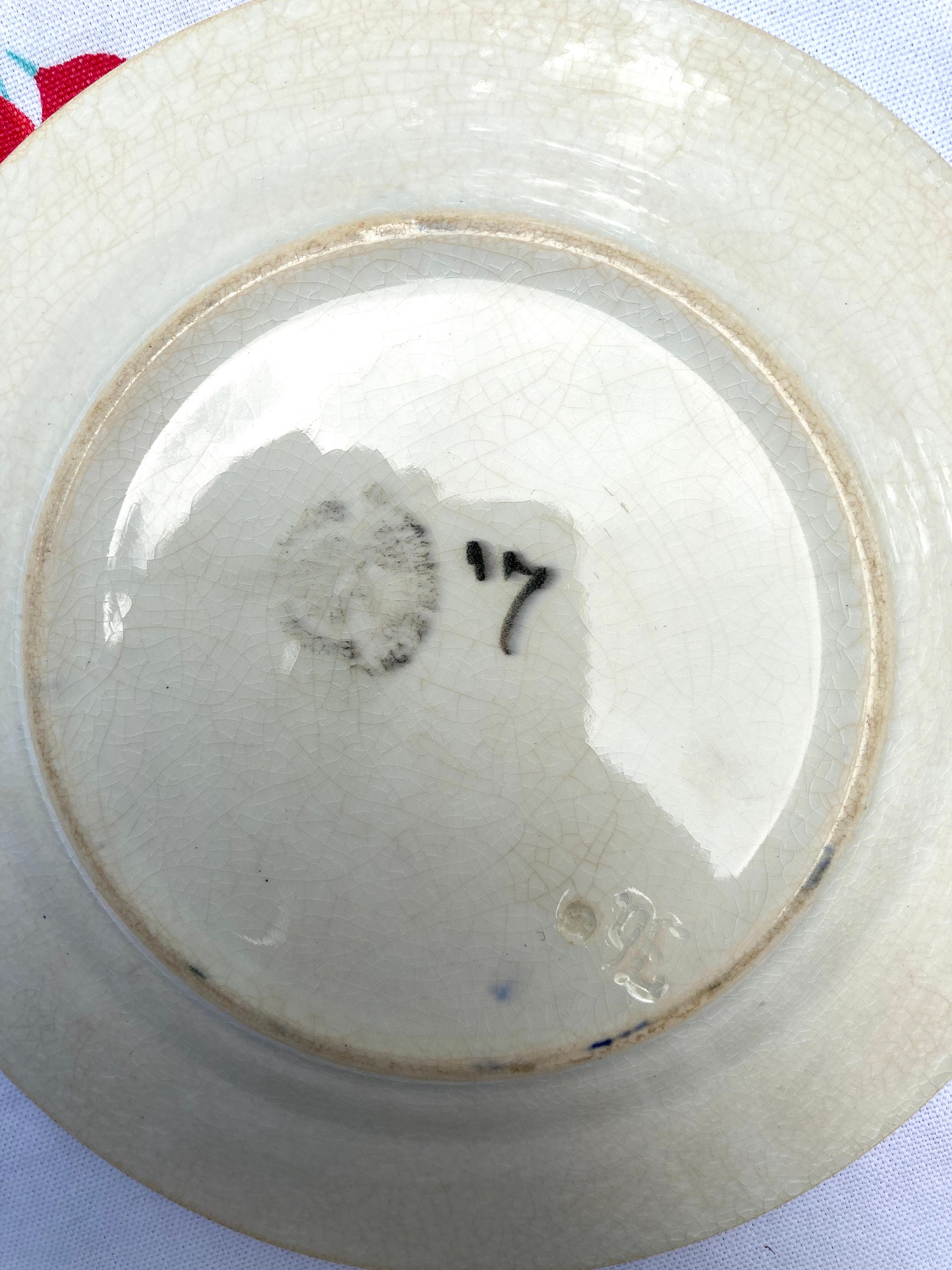 Early Stick Spatterware or Sponge Ware Adams Plum Pattern Dessert Plate ...