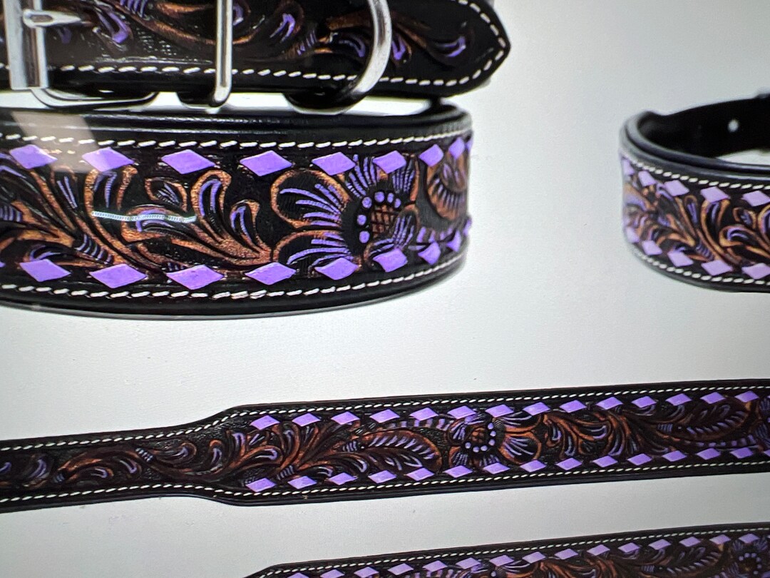 Dog Collar and Matching Belt Purple Buck Stitch - Etsy