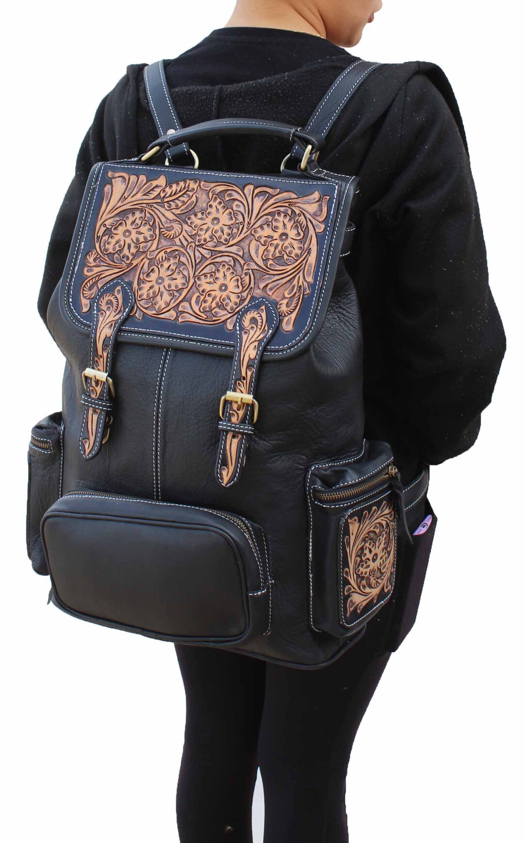 Tooled Leather Personalized Customized Shoulder Purse Bag Backpack ...