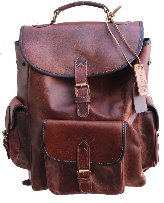 Personalized Leather Backpack Multipurpose Travel Bag Casual | Etsy