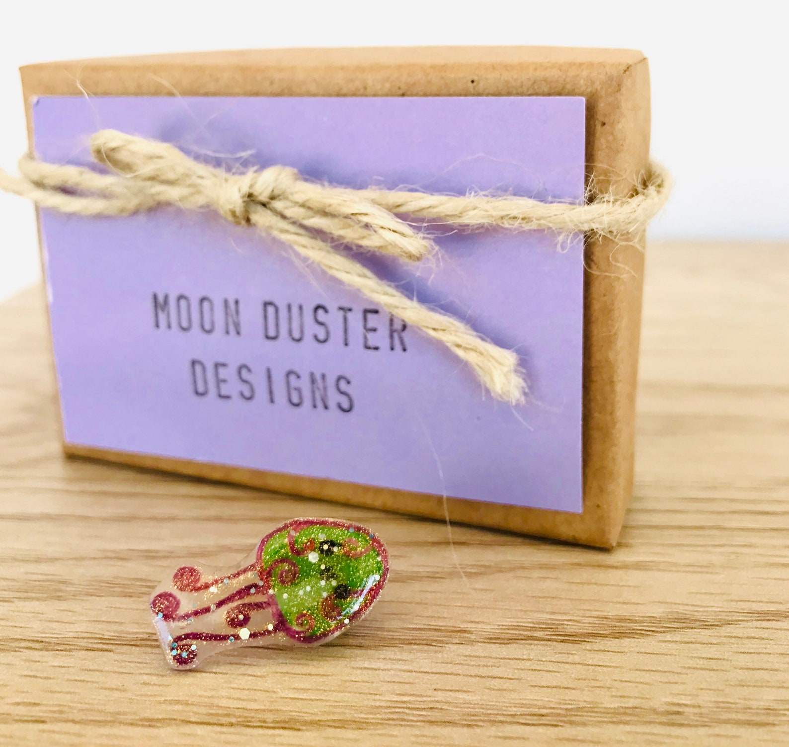 Hand Made Jellyfish Pin, Green and Purple Swirl - Etsy