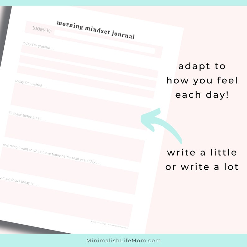Morning Mindset Journal Simple Printable Journalling Prompts for Growth ...