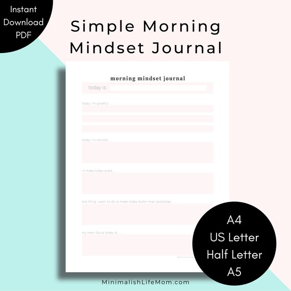 Morning Mindset Journal Simple Printable Journalling Prompts | Etsy