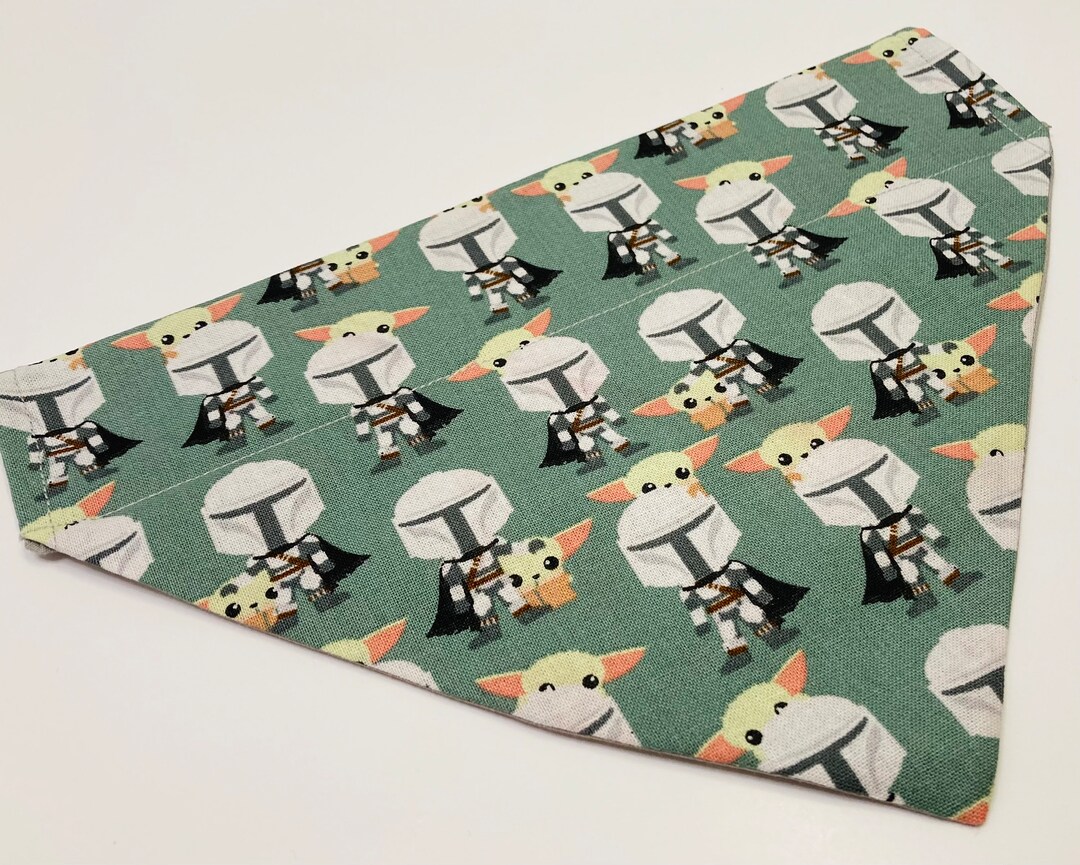 Baby Yoda & Mandalorian Dog Collar Bandana, Slide on Dog Bandana, Baby ...