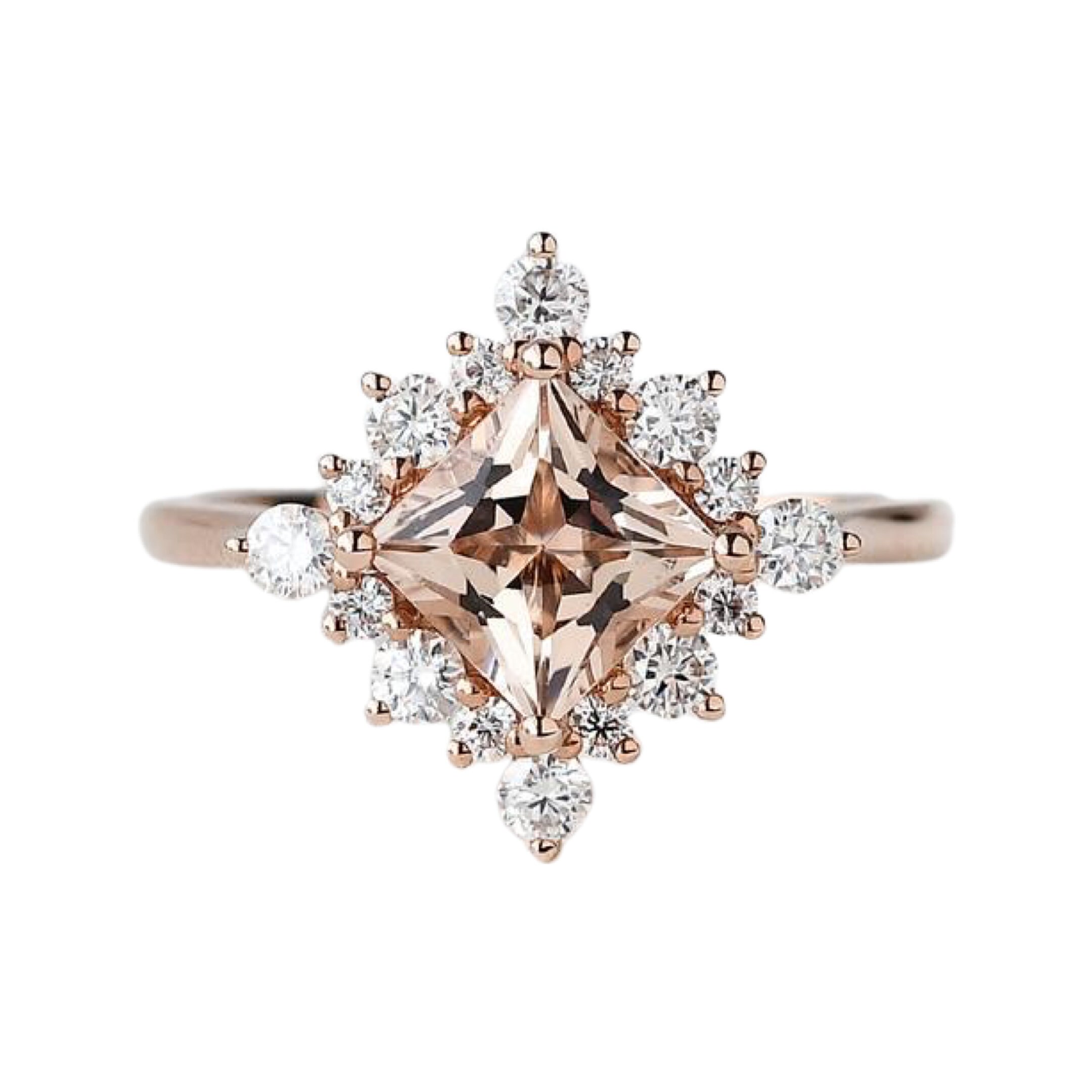 Vintage Inspired Morganite Engagement Ring 14k Solid Rose Etsy España