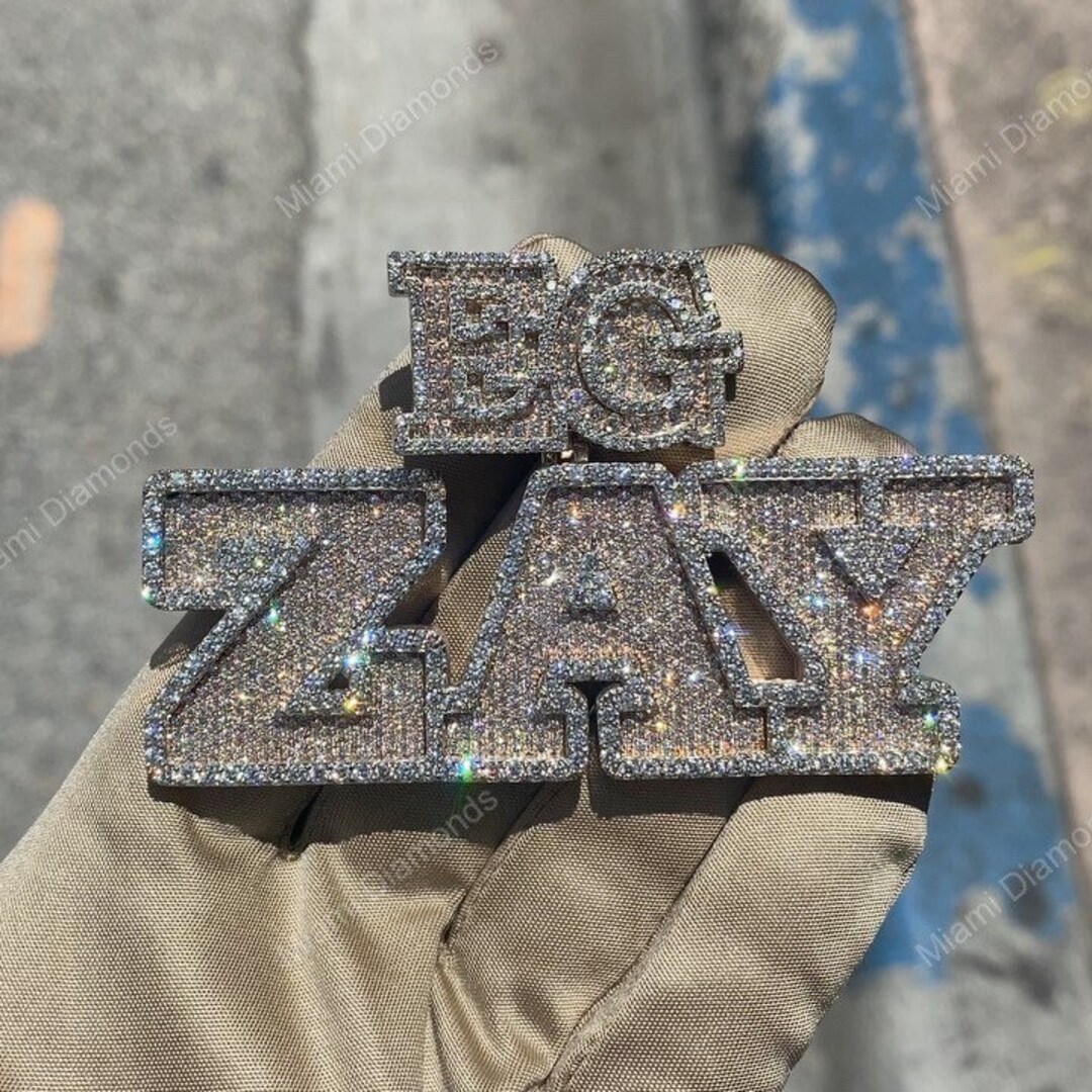 Men's Customized Iced Moissanite ZAY Name Layered Pendant - Etsy