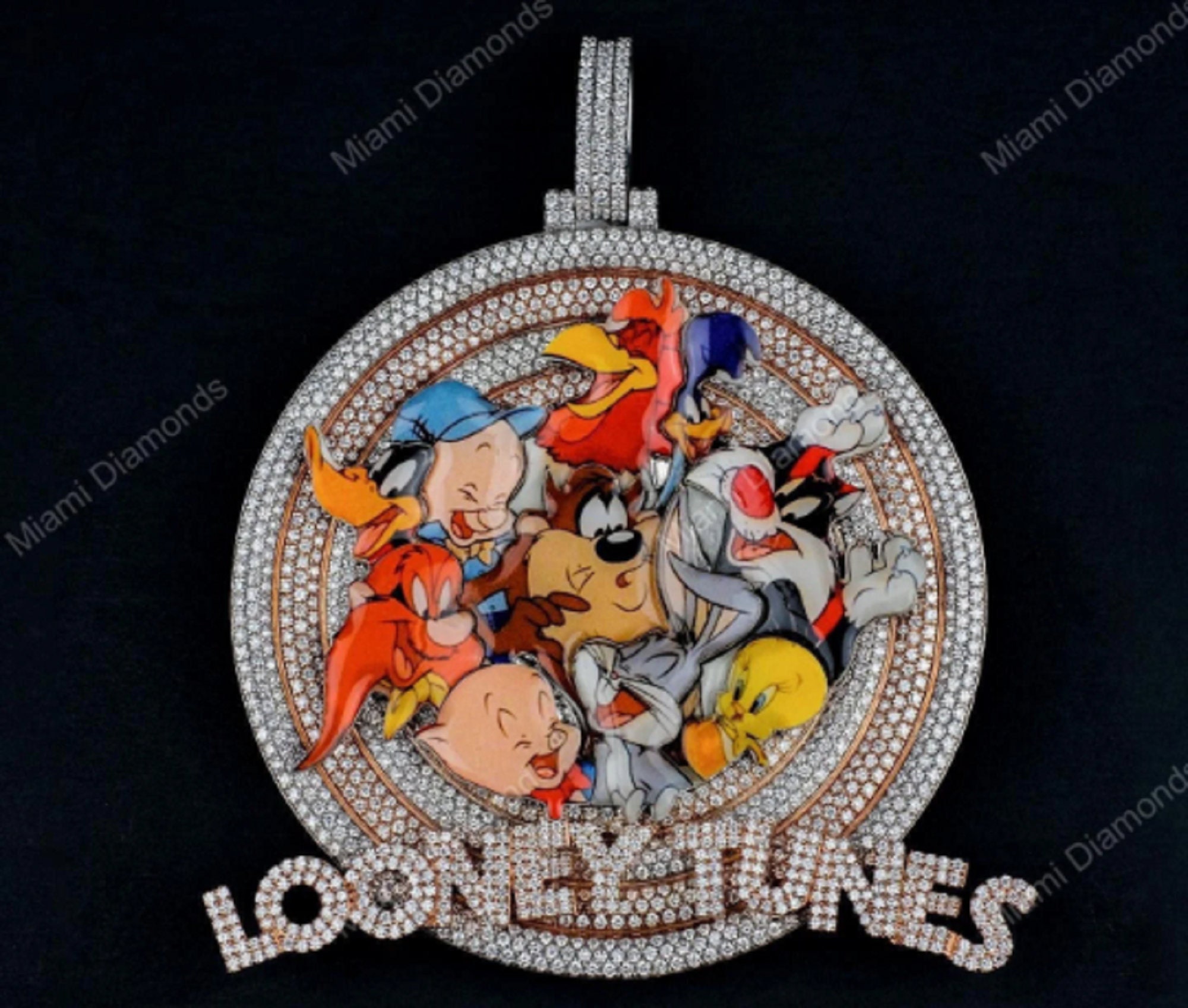 Custom Cartoon Pendant Looney Tunes Charm Pendant VVS Real - Etsy
