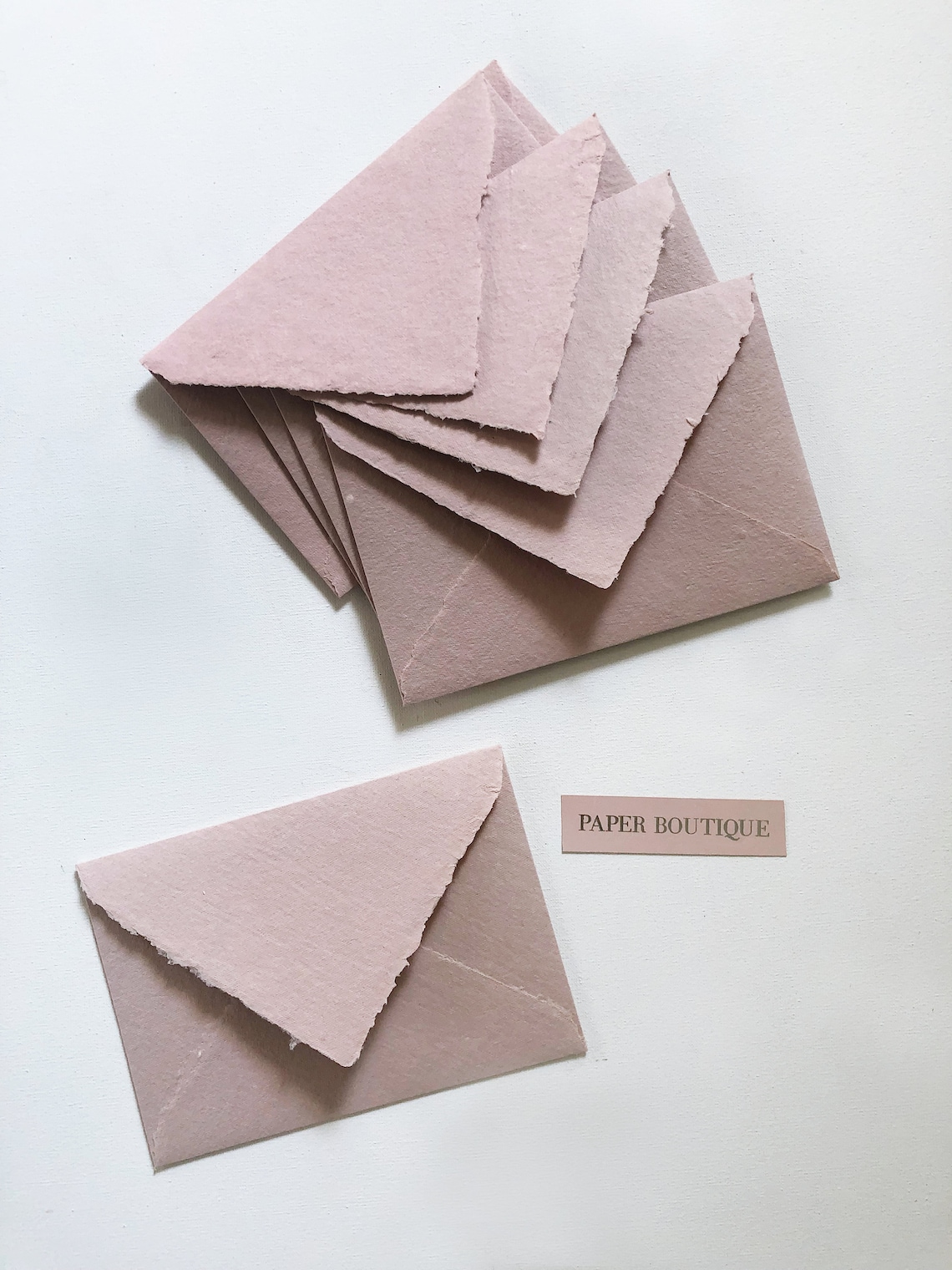 Deckle Edge Envelope . Handmade Paper . Dusty Rose - Etsy