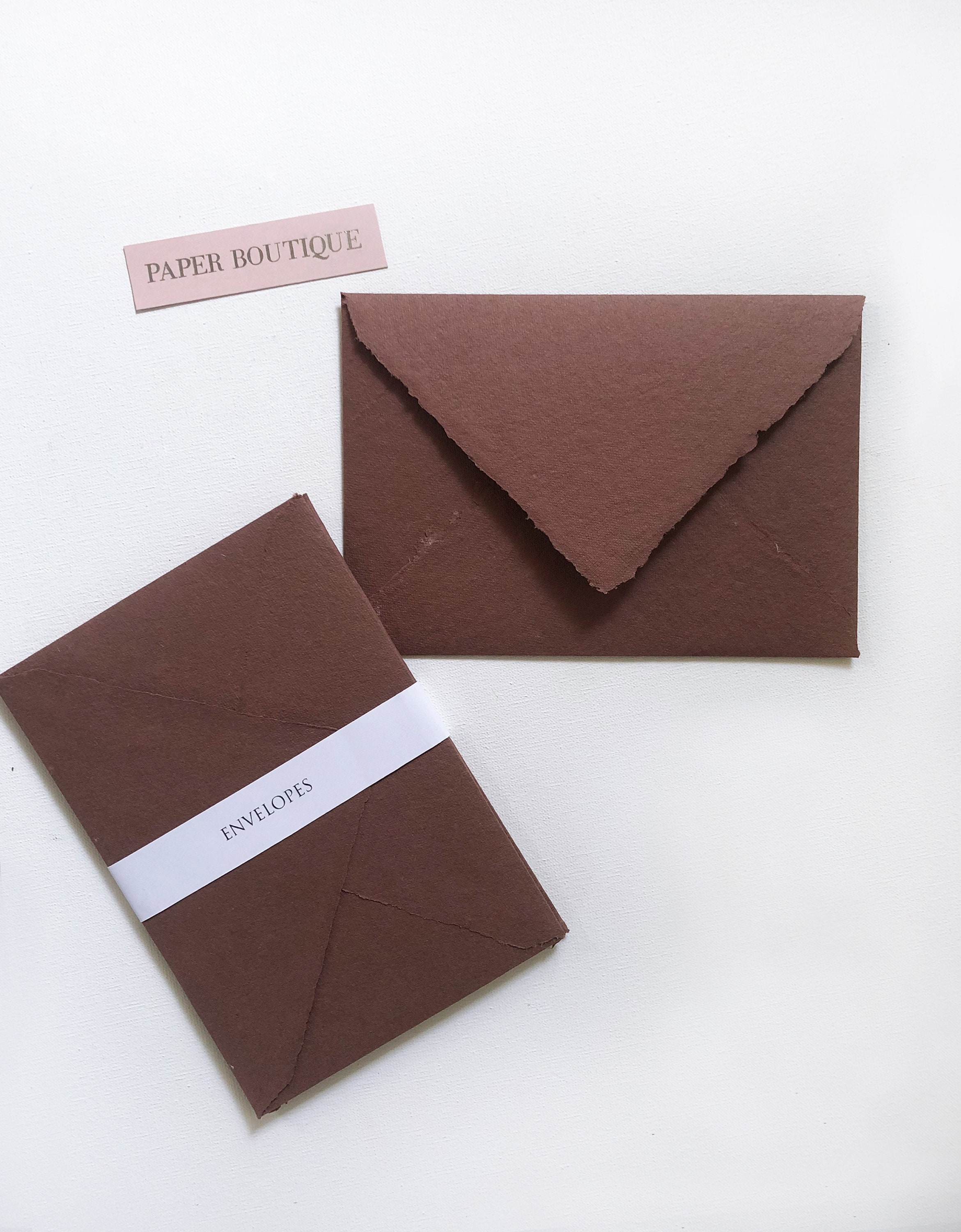 Deckle Edge ENVELOPE. Handmade Paper. Chocolate - Etsy