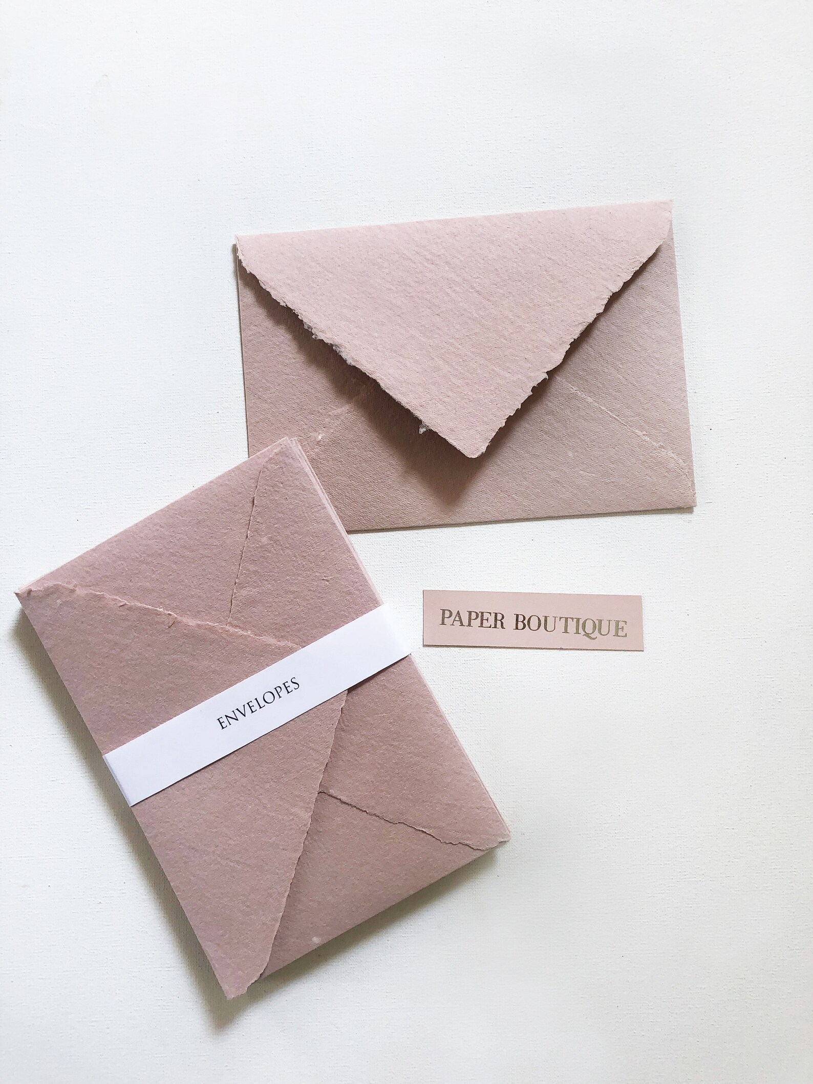 Deckle Edge Envelope . Handmade Paper . Dusty Rose | Etsy