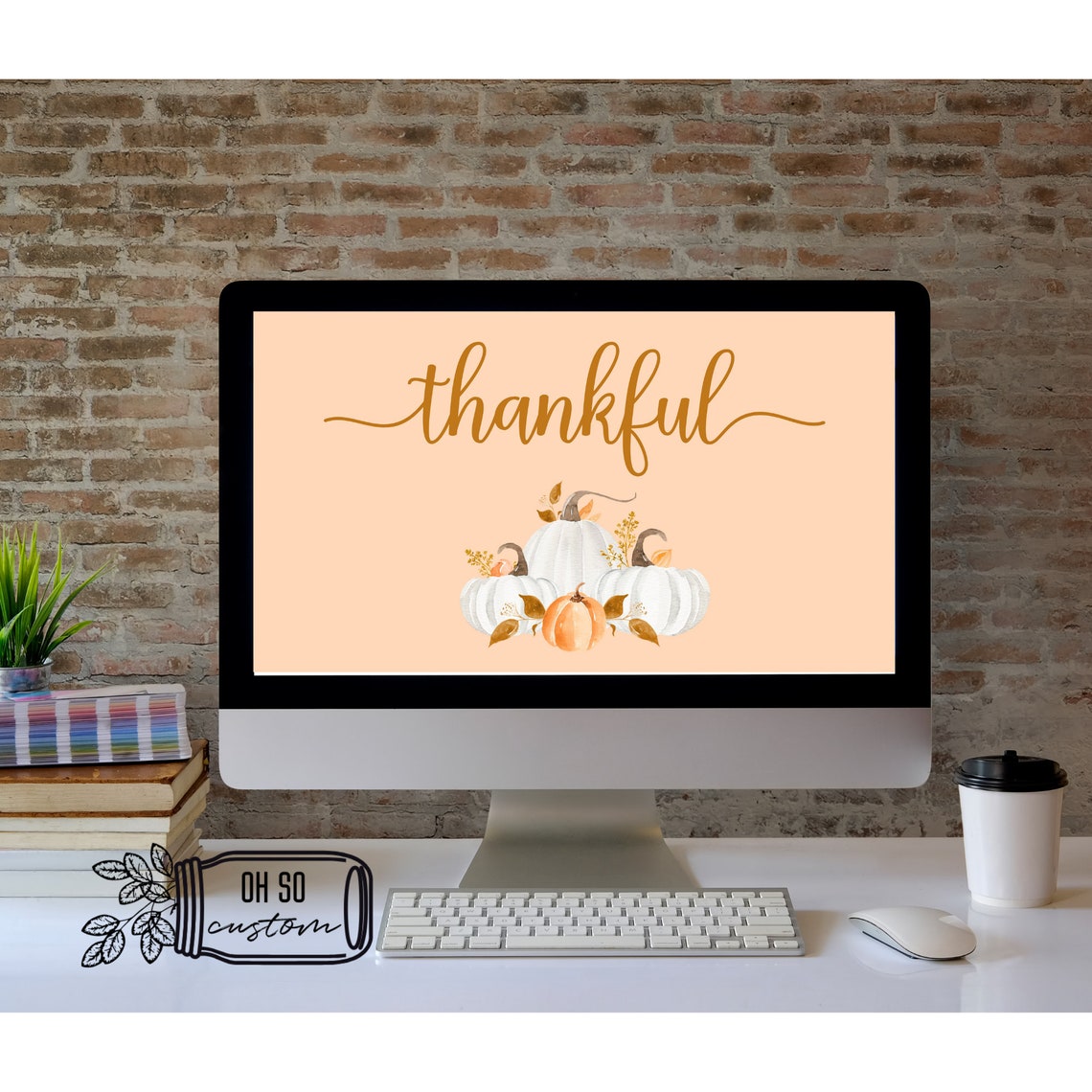 Thankful Fall Pumpkin Wallpaper Digital Download Computer - Etsy