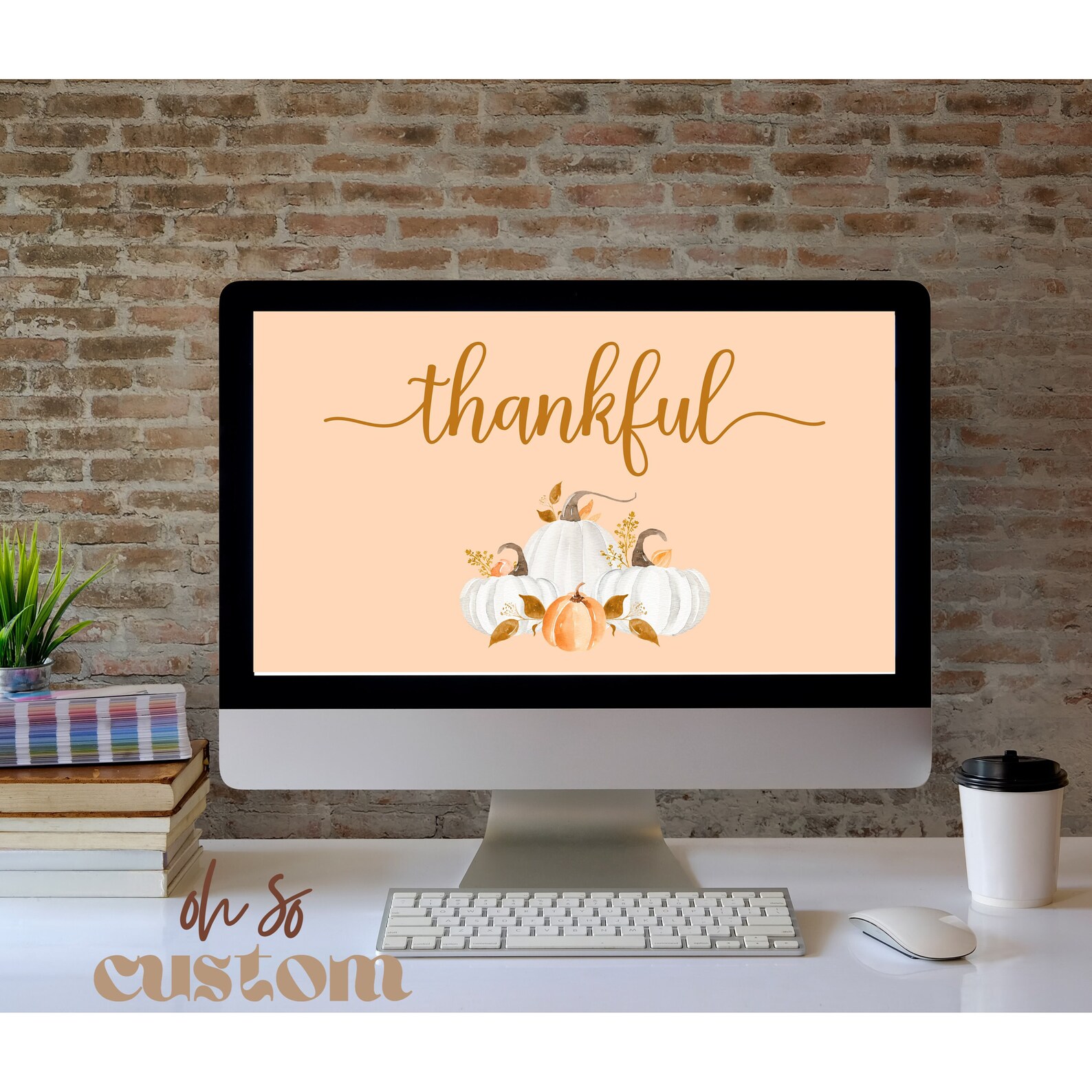 Thankful Fall Pumpkin Wallpaper | Digital Download | Computer ...