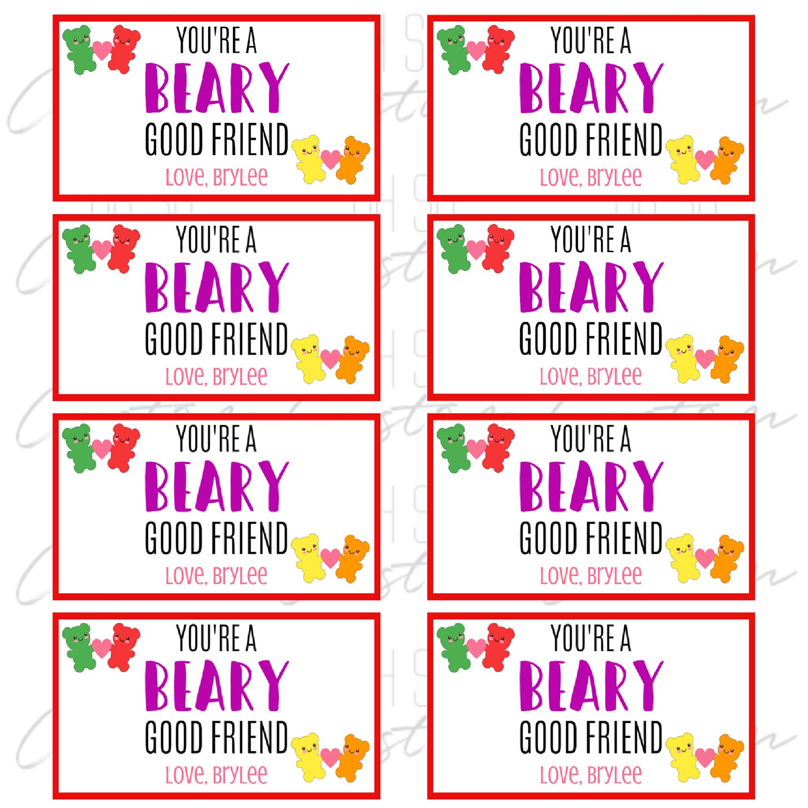 You're A Beary Good Friend Valentine Valentine's | Etsy