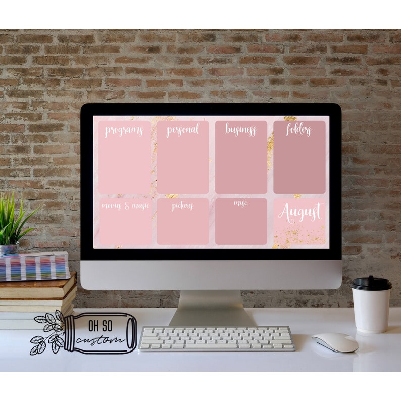 Mauve & Gold Desktop Organizer Computer Wallpaper Computer - Etsy