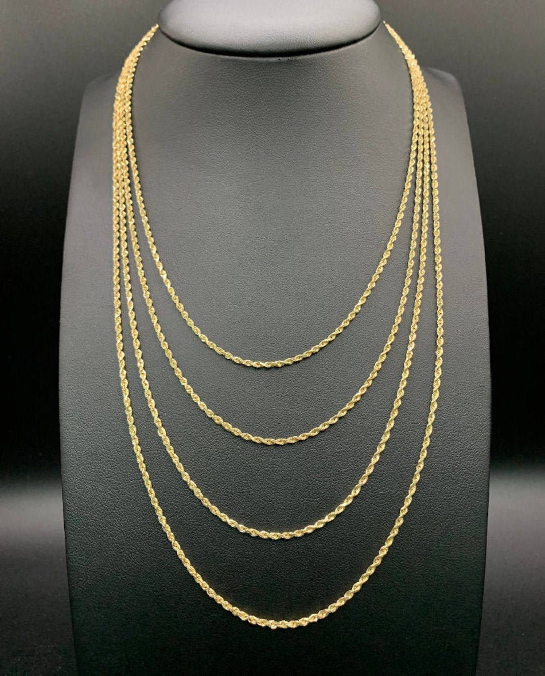 10K Solid Gold Rope Chain, 1.5mm Rope Chain Necklace,solid Gold Rope ...
