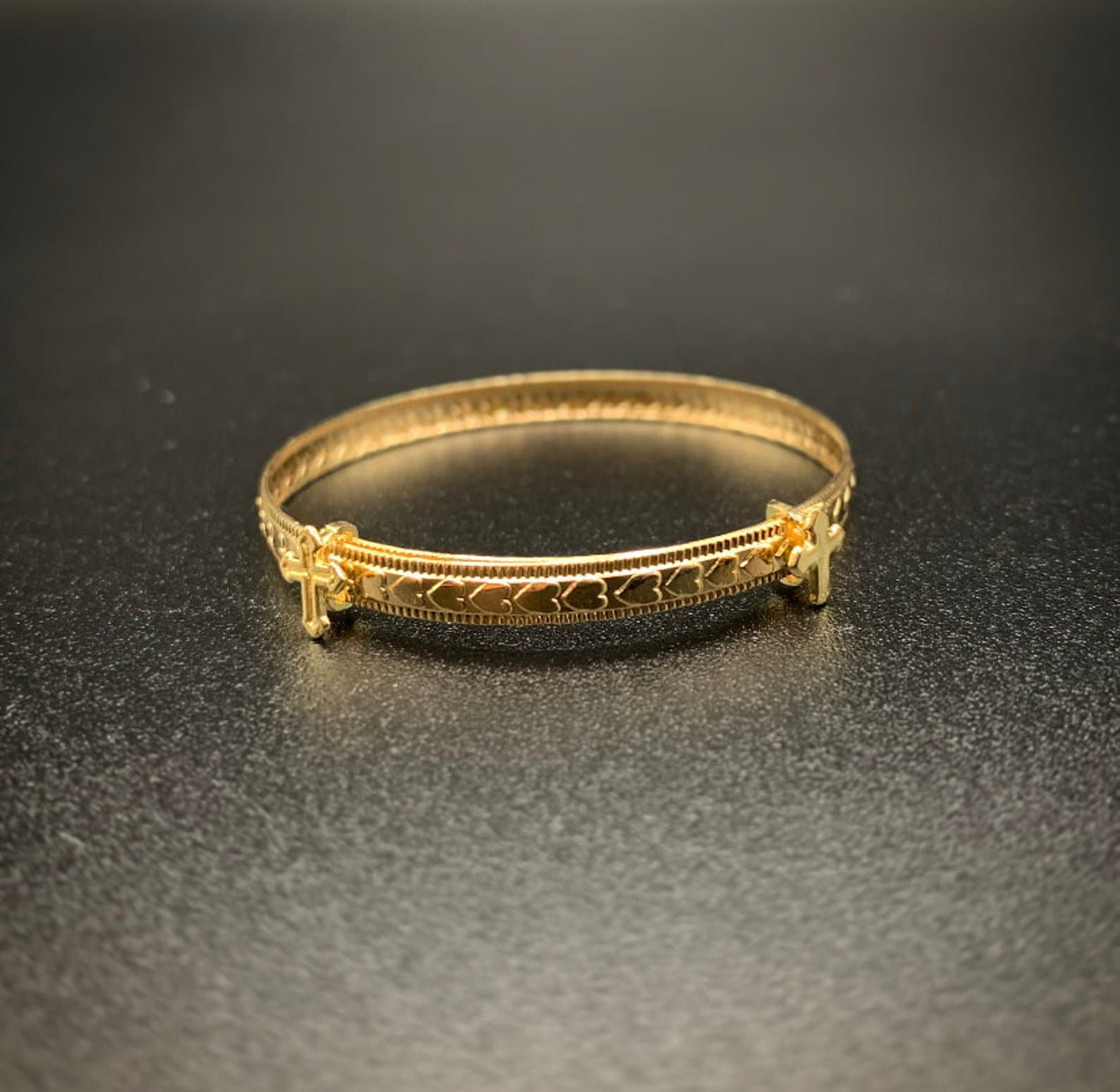 10K Gold Adjustable Baby Bangle,gold Baby Bangle,heart,teddy Bear,ducks ...