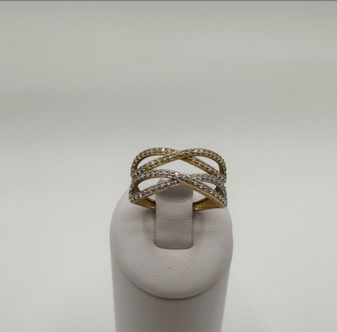 10K Double Infinity Ring, Two Tone Infinity Ring, 10K Gold Infinity ...