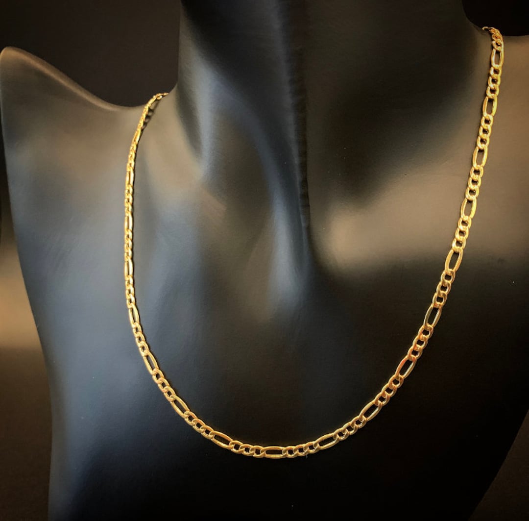 10K Gold Figaro Chain Necklace,3.5 Mm Figaro Link,gold Figaro Chain ...