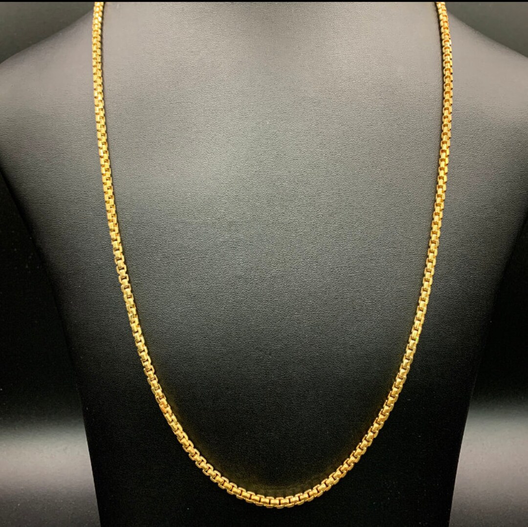 10K Gold Round Box Chain,3mm Round Box Chain,gold Round Box Chain, Mens ...