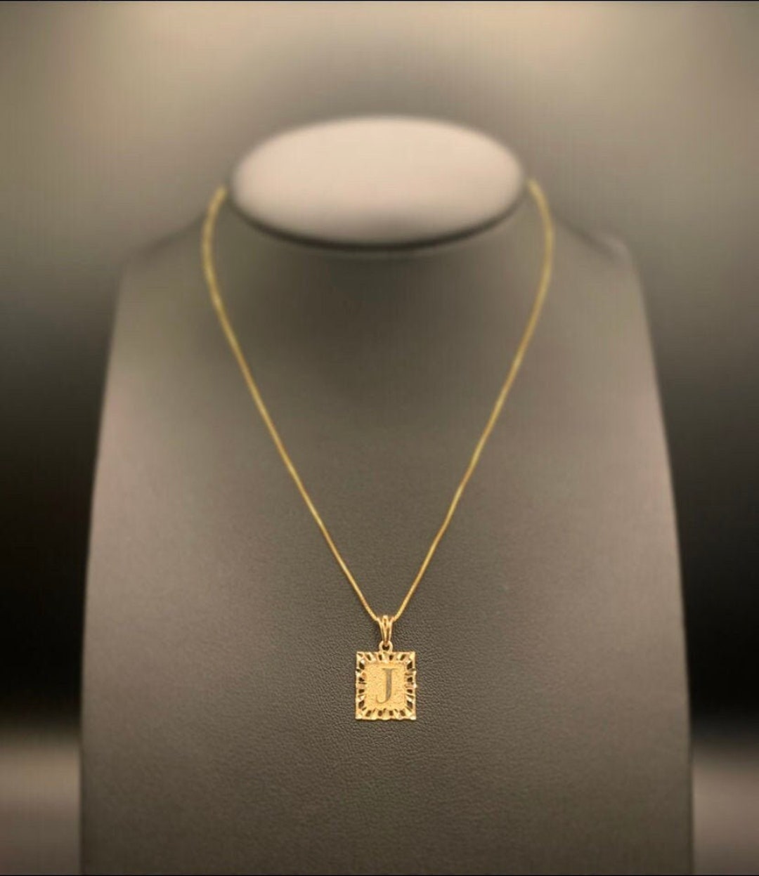 10K Gold Initial Square Pendant, Initial Name Pendant,gold Letter ...