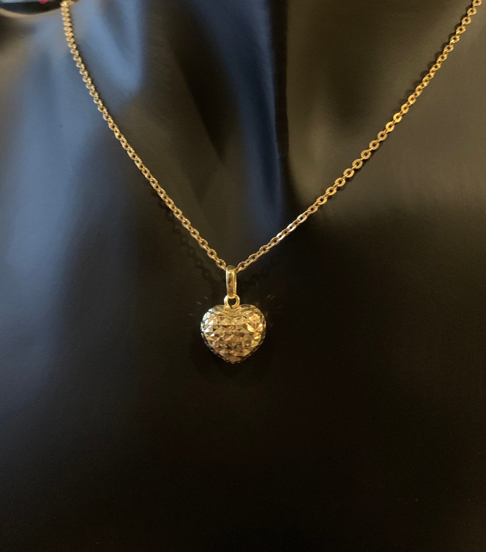 10K Gold Puffed Heart Pendant,white Gold Heart Puffed Pendant,gold ...