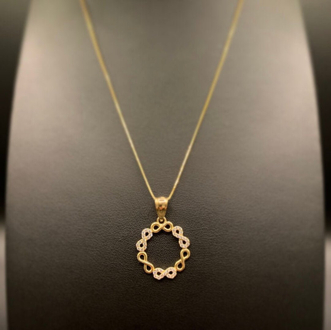 10K Infinity Circle Pendant, Gold Infinity Pendant, 10K CZ Stone ...