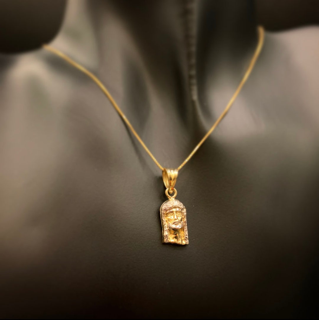 10K Gold Jesus Pendant, Gold Face of Jesus Charm,gold Jesus Piece,jesus ...